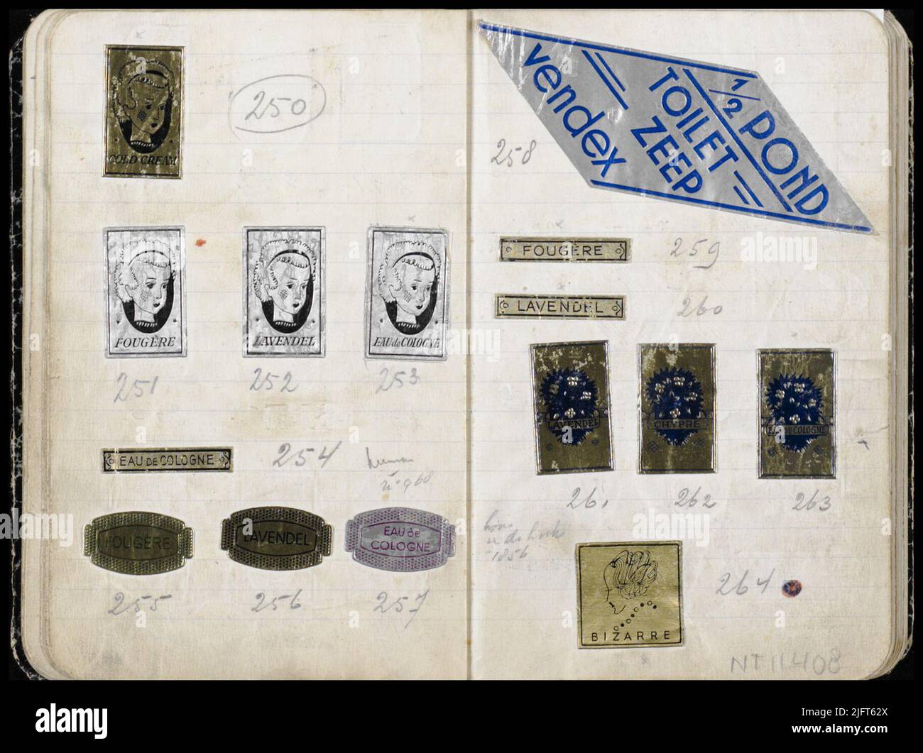 Double page in a booklet with closing stamps from different brands (no ...