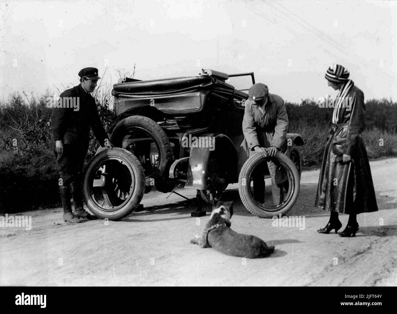 Car with tire pech during a car competition in the Scheveningen area ...