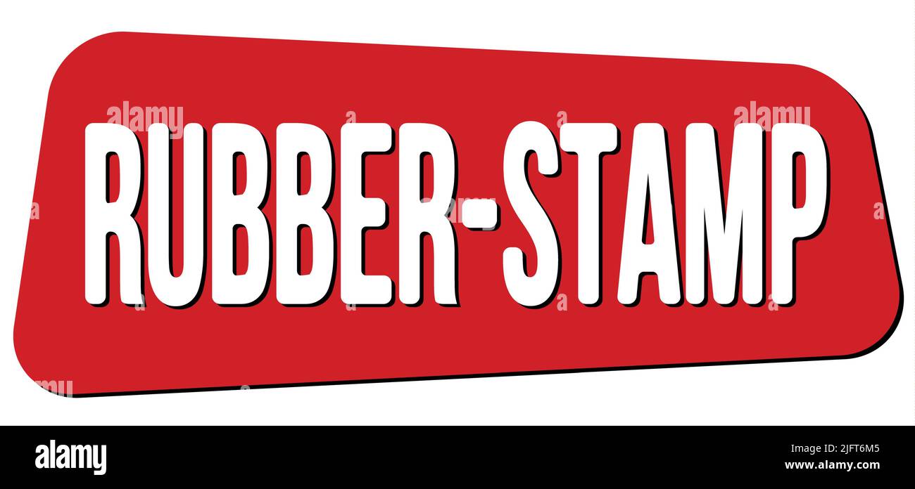 RUBBER-STAMP text written on red trapeze stamp sign Stock Photo - Alamy