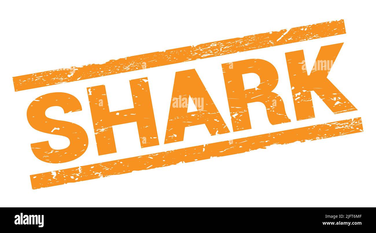 SHARK text written on orange rectangle stamp sign Stock Photo - Alamy