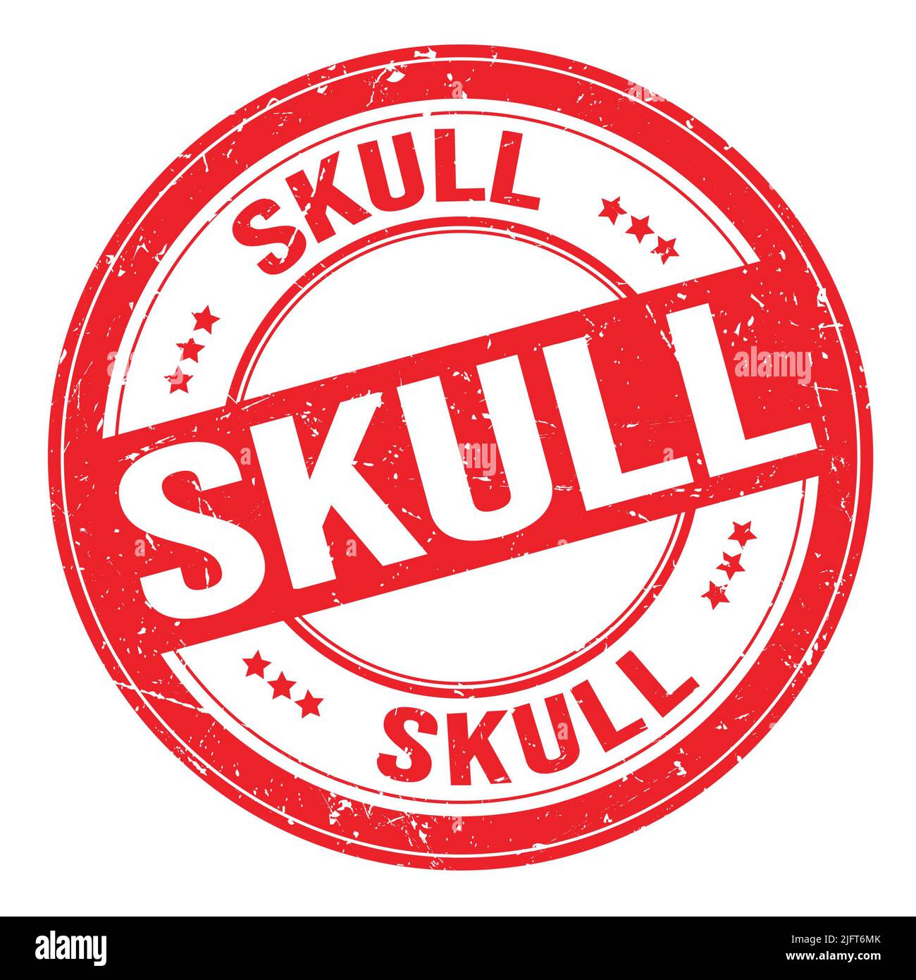 SKULL text written on red round grungy stamp sign Stock Photo - Alamy