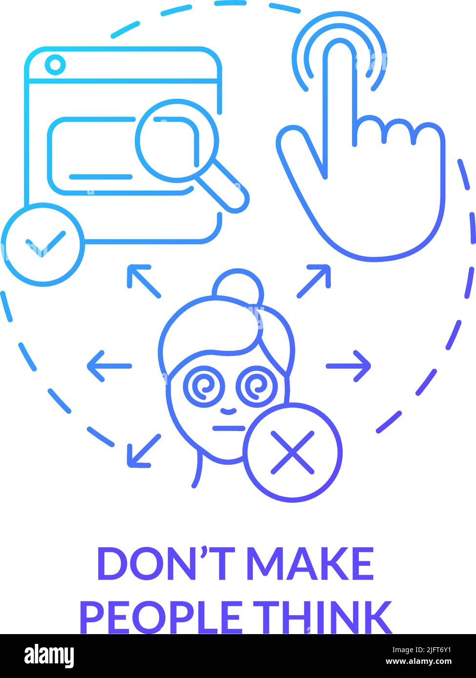 Dont make people think blue gradient concept icon Stock Vector Image ...