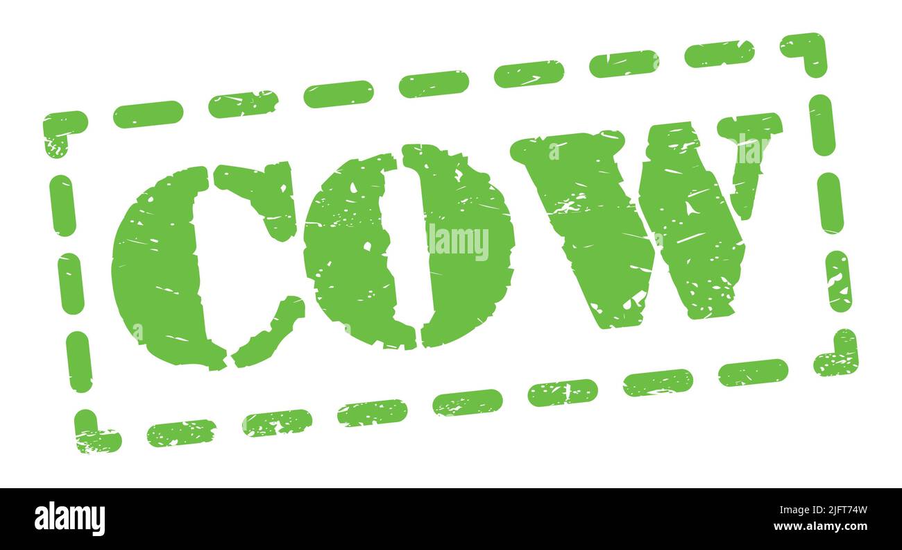 COW text written on green dash stamp sign Stock Photo - Alamy
