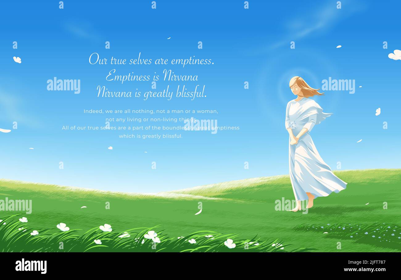 Vector illustration in Theravada Buddhism of a female layperson in ...