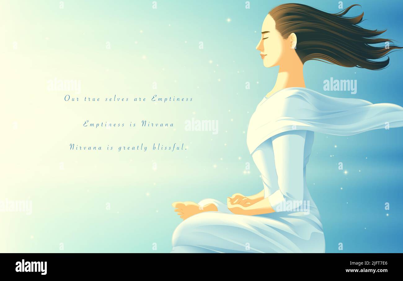 Vector illustration in Theravada Buddhism of a female layperson in ...