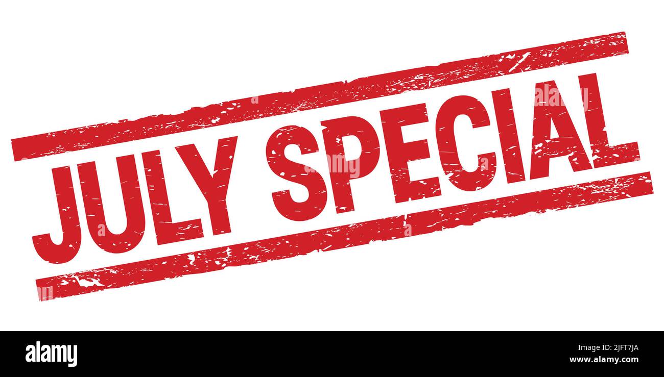 JULY SPECIAL text written on red rectangle stamp sign Stock Photo - Alamy