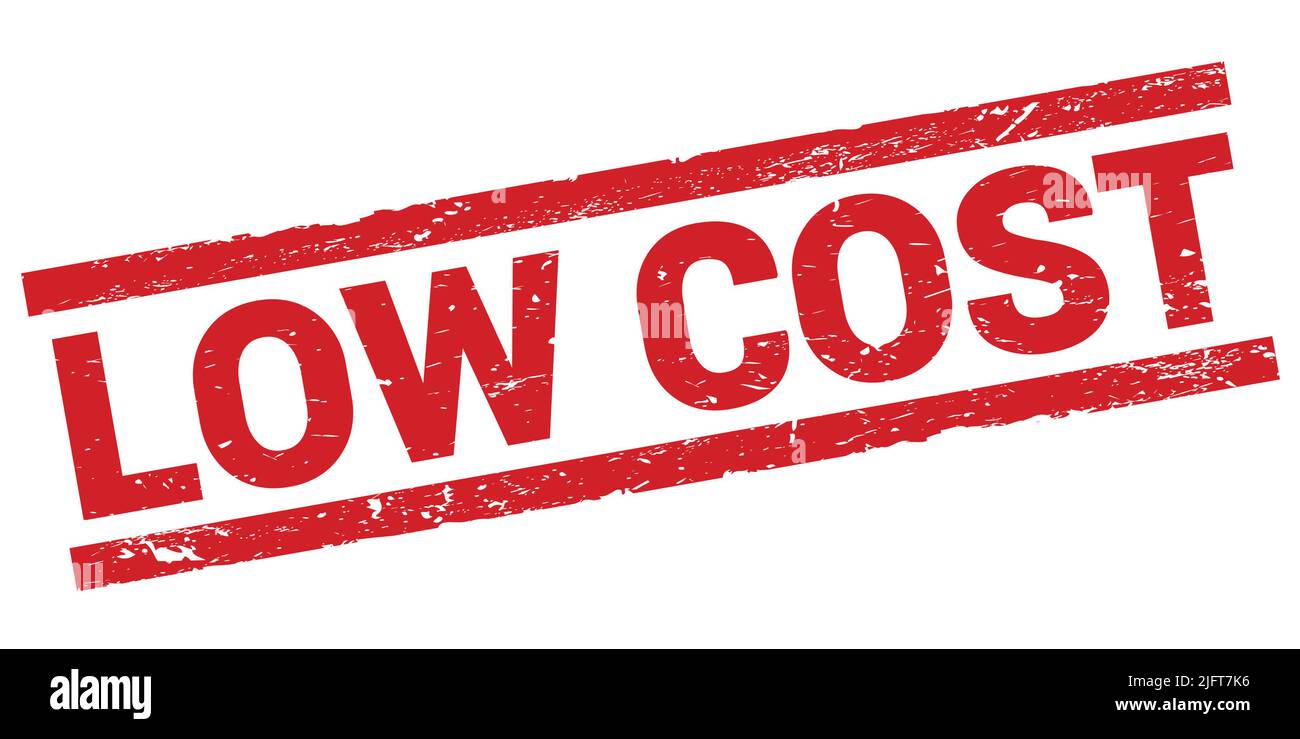 LOW COST text written on red rectangle stamp sign Stock Photo - Alamy