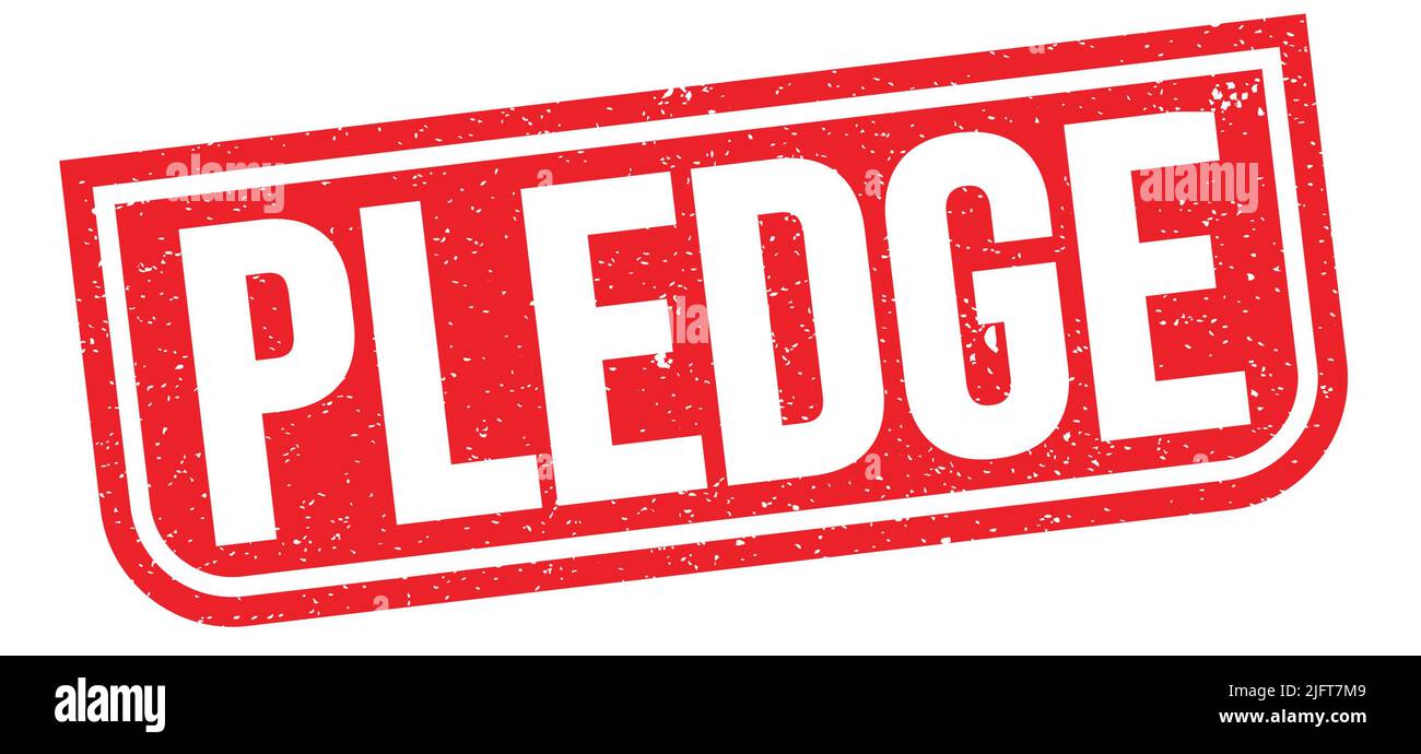 PLEDGE text written on red grungy stamp sign Stock Photo - Alamy