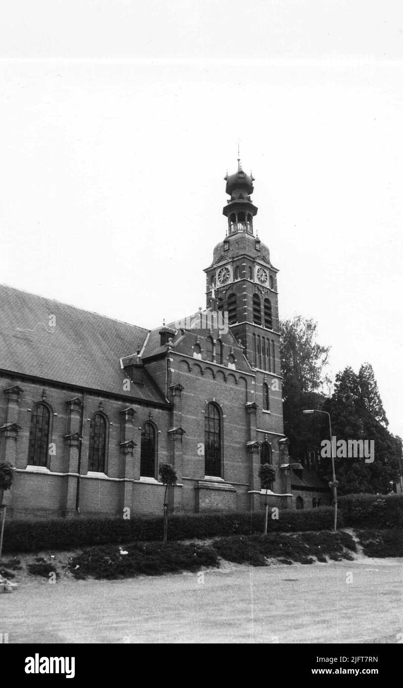 Side view of the ship and the tower of the Roman Catholic large St ...