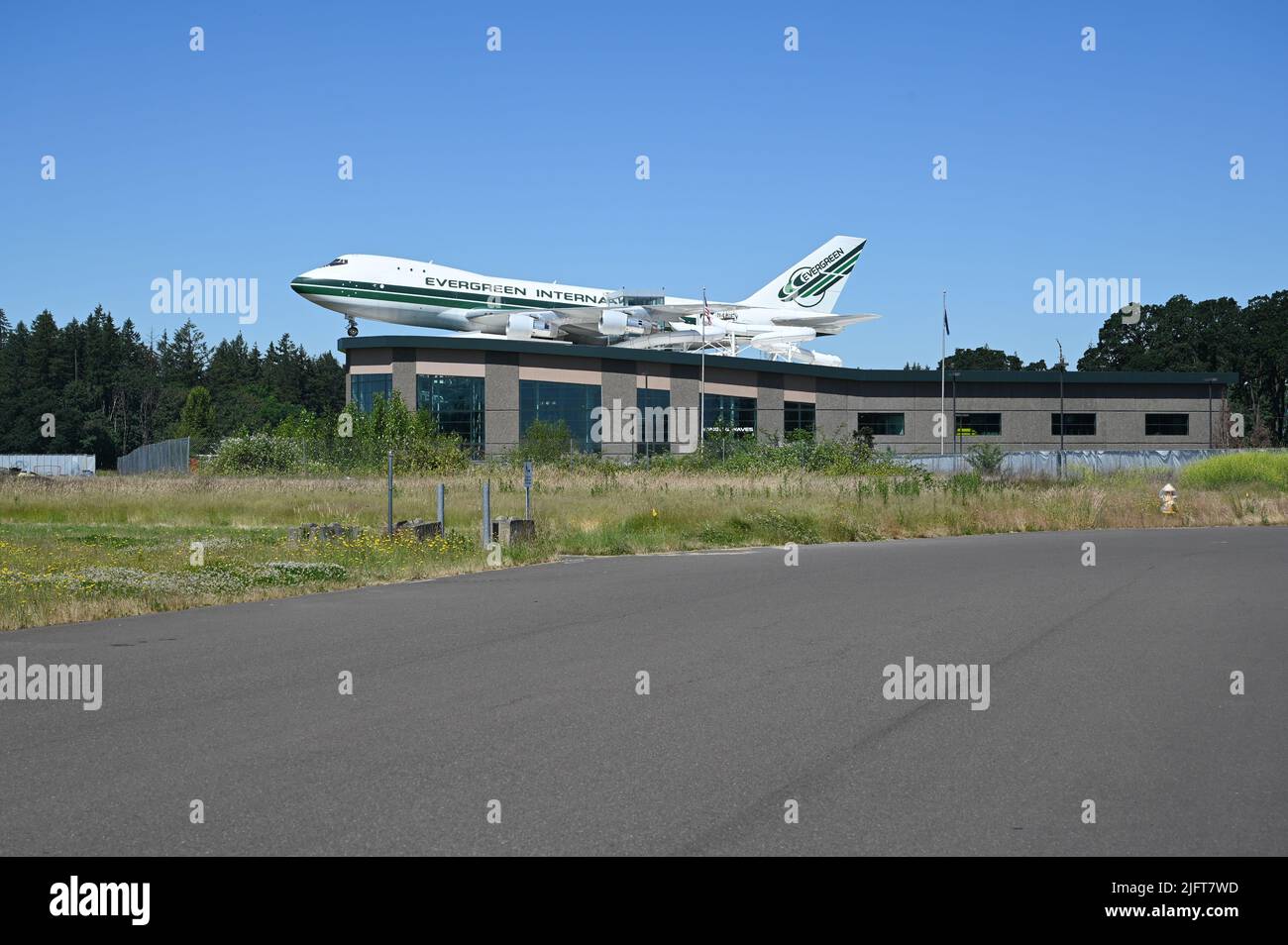 Evergreen 747 on the roof of a waterpark Stock Photo - Alamy