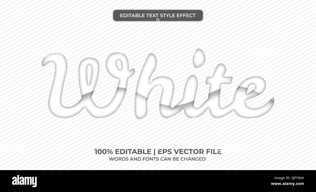3d White Embossed Vector text style effect, Editable Text Effect Stock ...