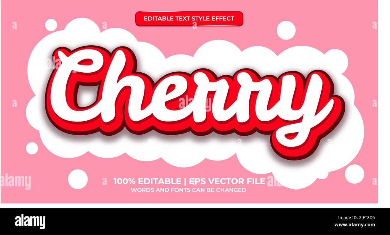 3D Cherry Text Effect, Editable Text Style. Hand Lettering Cherry Red ... 3D Cherry Text Effect, Editable Text Style. Hand Lettering Cherry Red ...