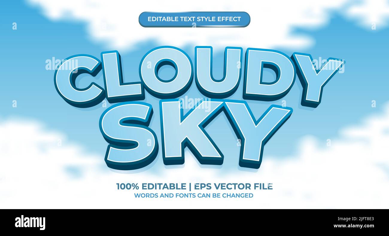 cloudy sky 3d editable text effect Stock Vector Image & Art - Alamy