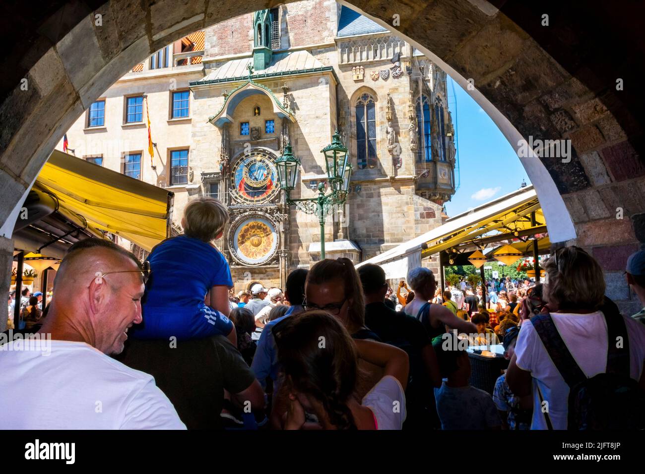 Prague, Czech Republic, Crowd Tourists Looking at Famous Historic ...