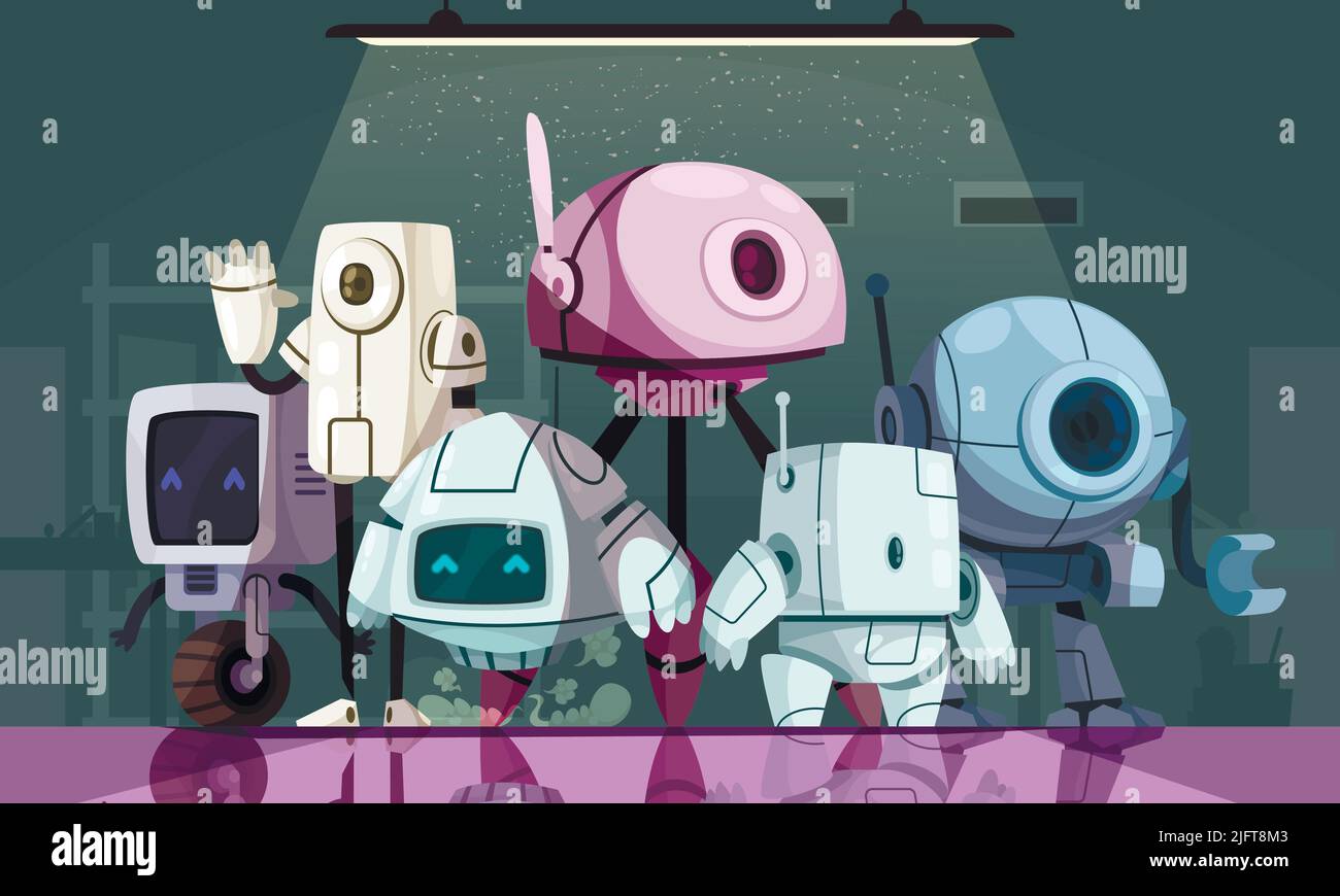 Artificial intelligence futuristic design concept with group of ...