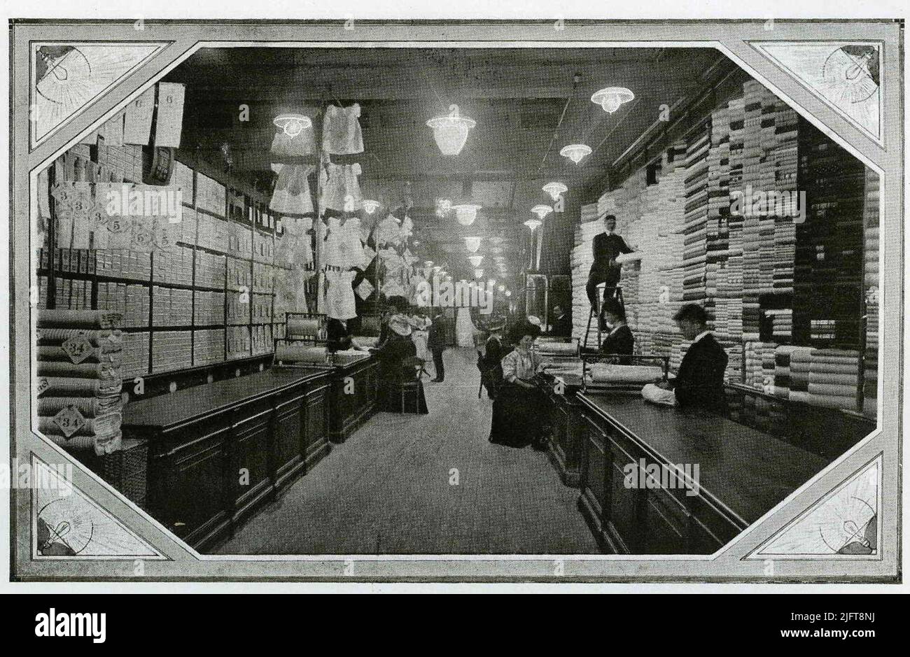 Lighten shop interior of the Vroom and Dreesmann Fa at evening ...