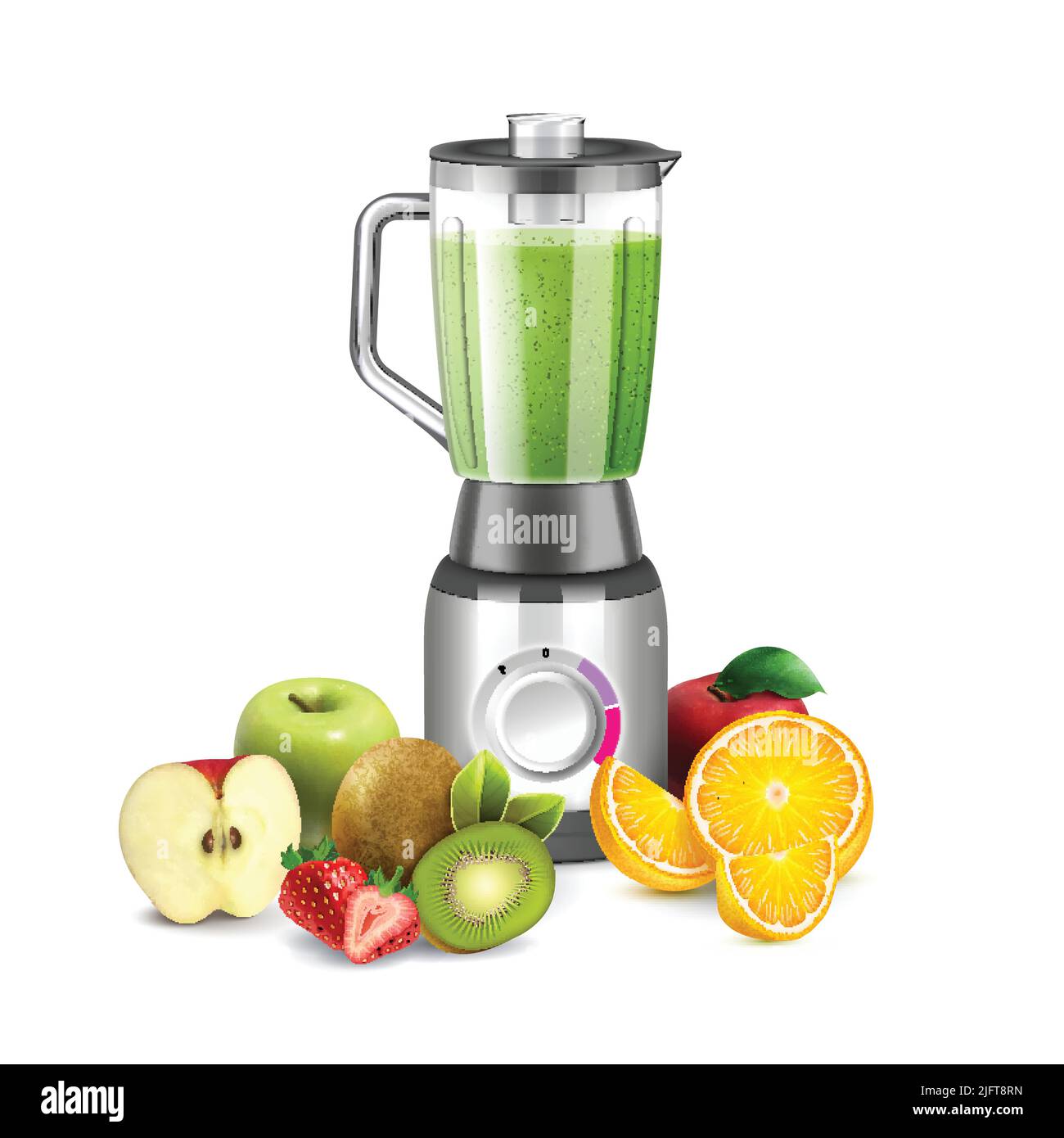 Blender smoothie realistic composition with isolated image of kitchen ...