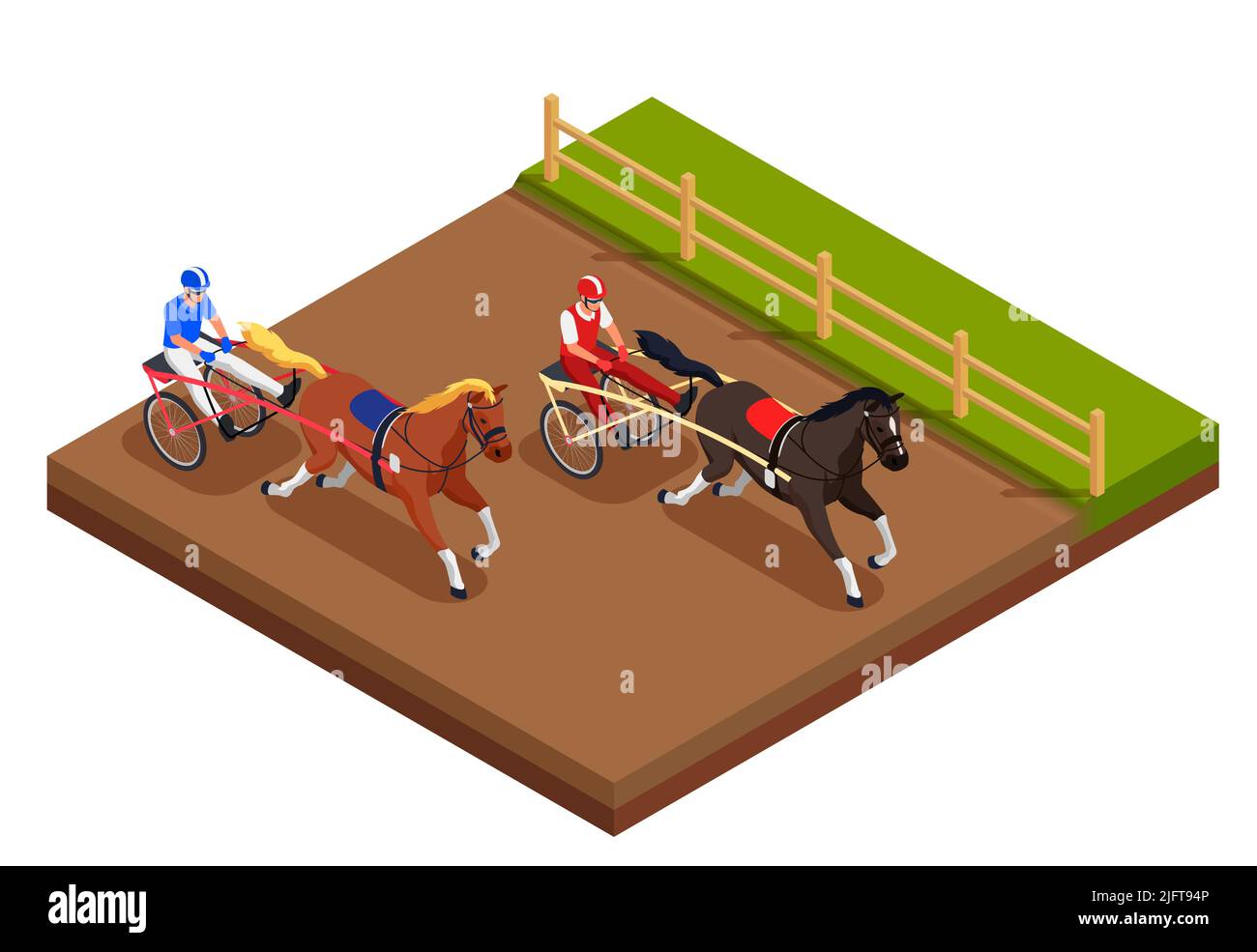 Equestrian sport concept with horse racing track symbols isometric ...