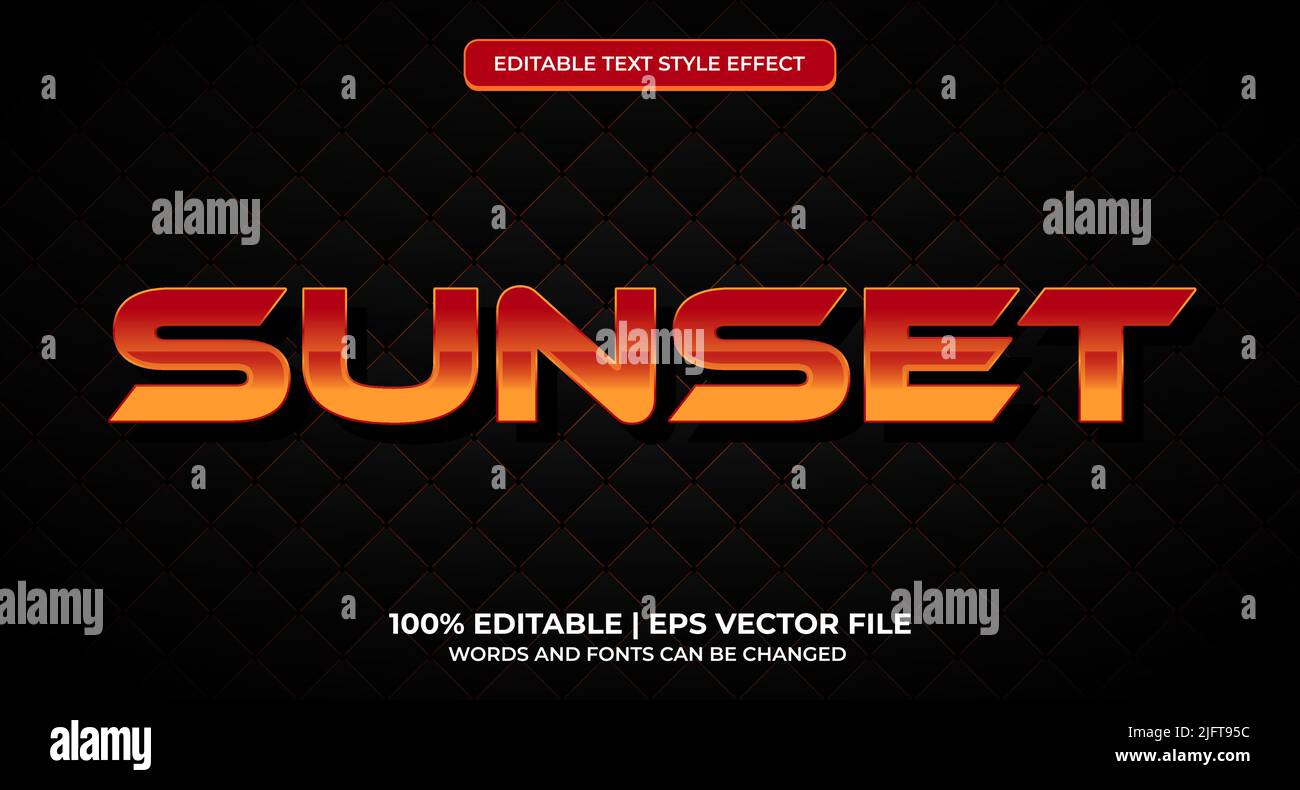 Text Effects 3D Sunset. Editable Text Style. Sunset editable text effect Stock Vector Image ...
