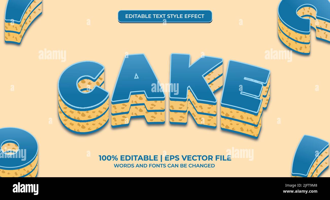 Cake dessert editable text effect for food and beverage desert pastry logo. Vector illustration ...