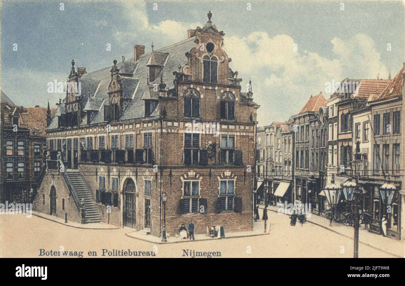 The front and side walls of the Waaggebouw; On the right is a large ...