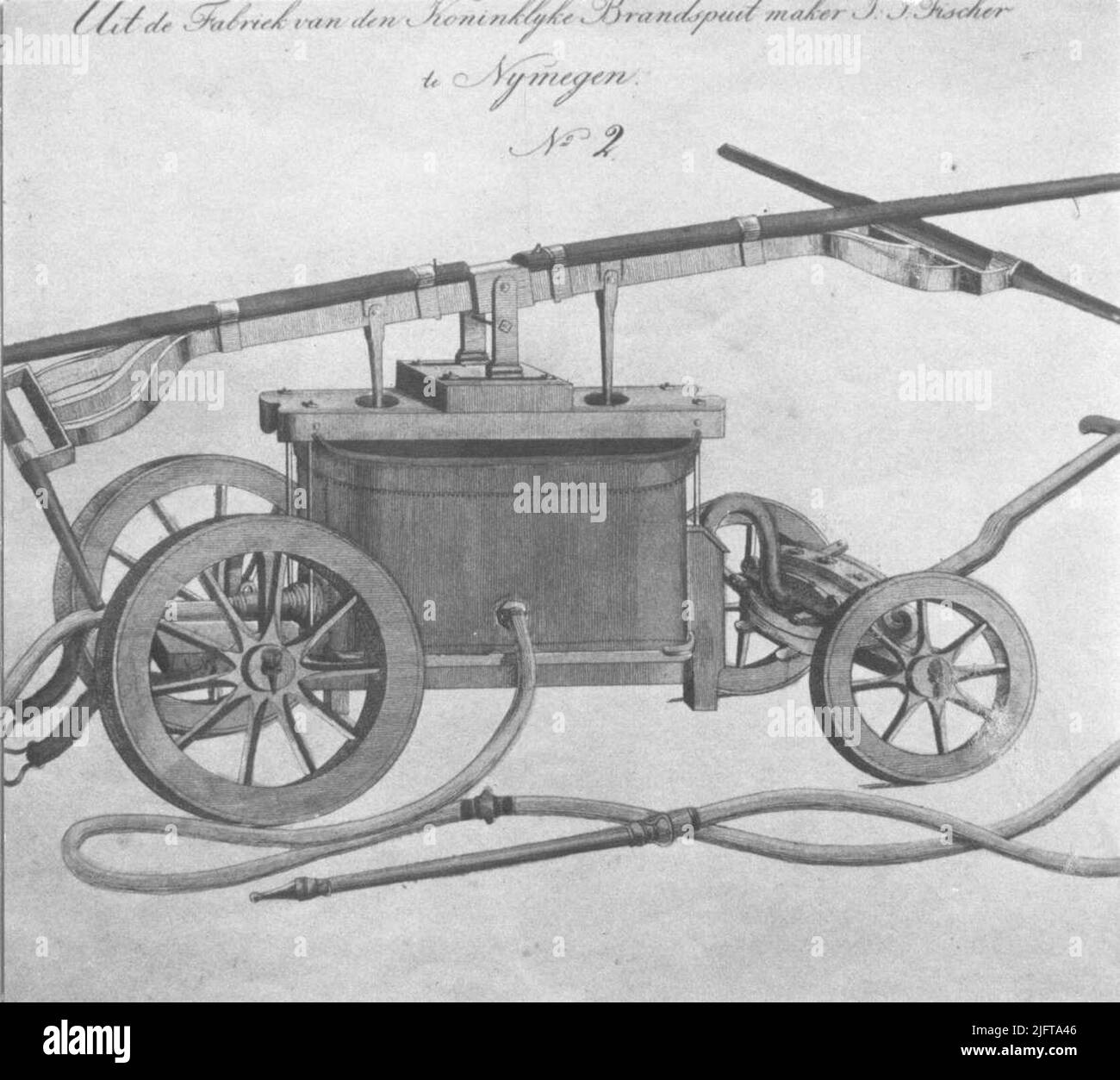 A print of a fire sprayer from the factory of the Royal Fire Sprayer J ...