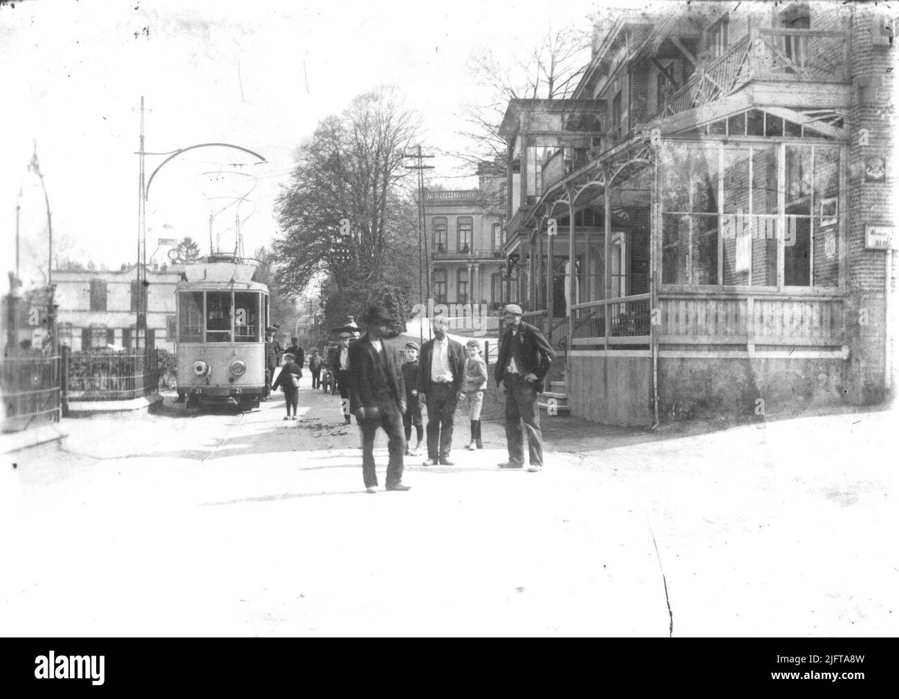 Tram of the mountain rail (tram line 2) with the hotel pension de ...