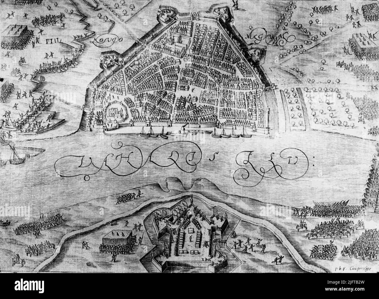 A map of the conquest of Nijmegen by Prince Maurits from the Fort ...