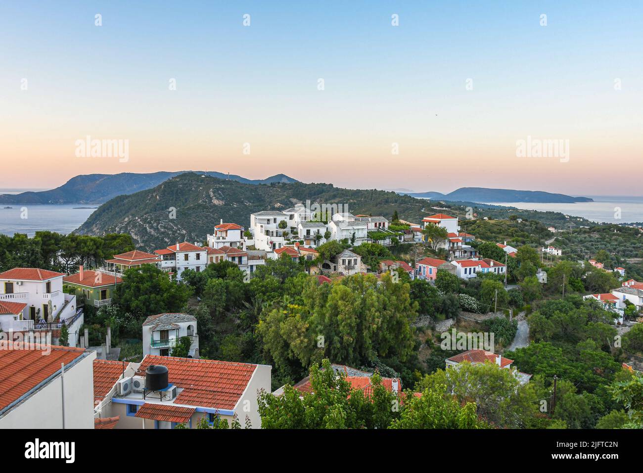 Beautiful scenery from the old village Chora, Alonissos, island Greece ...