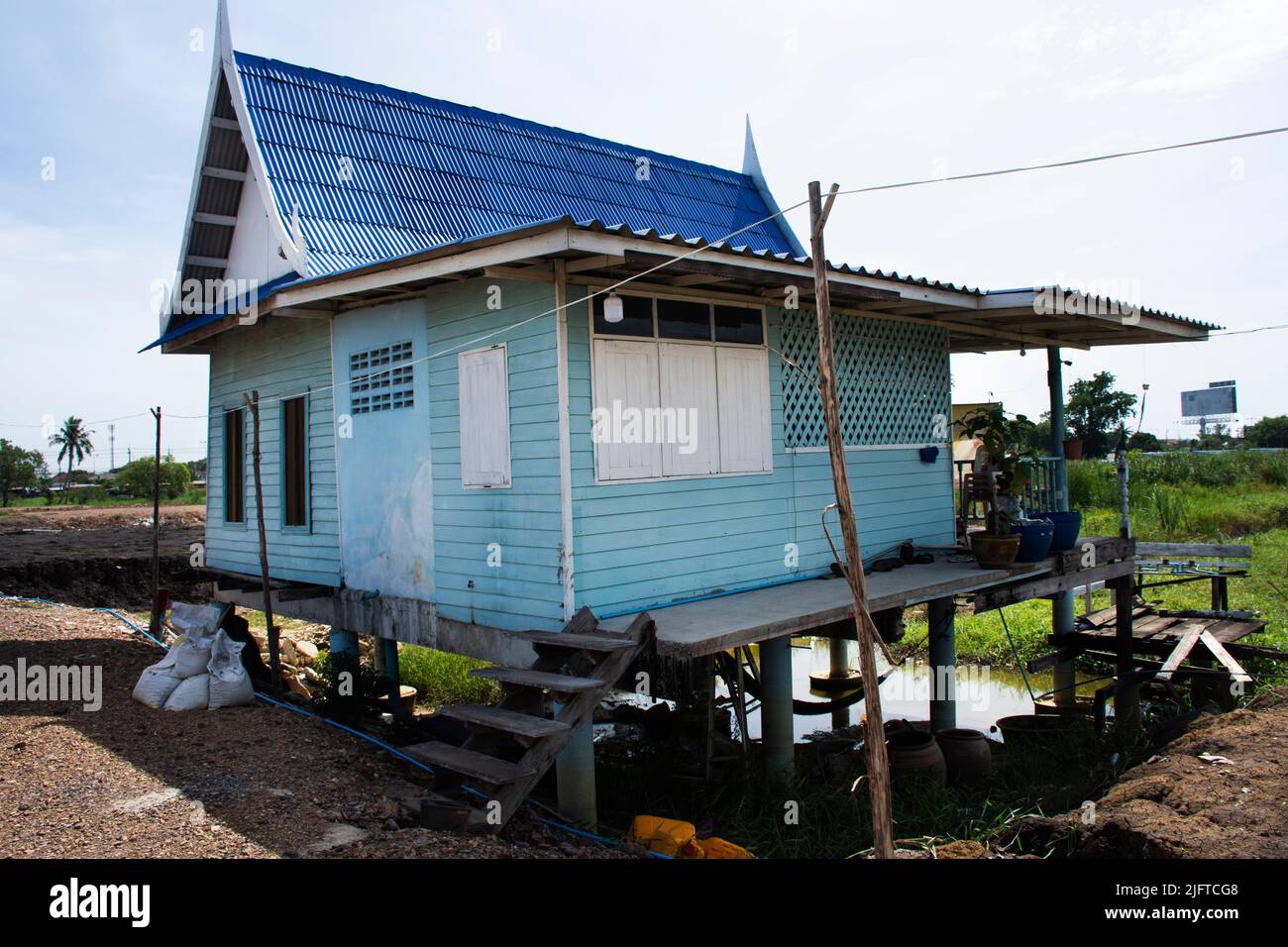 Exterior classic modern vintage building blue house and indigo home ...