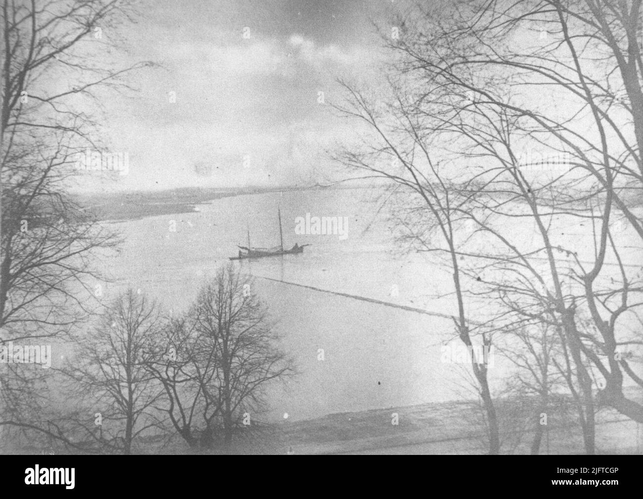 River face in the east of the river Waal with ship Stock Photo - Alamy
