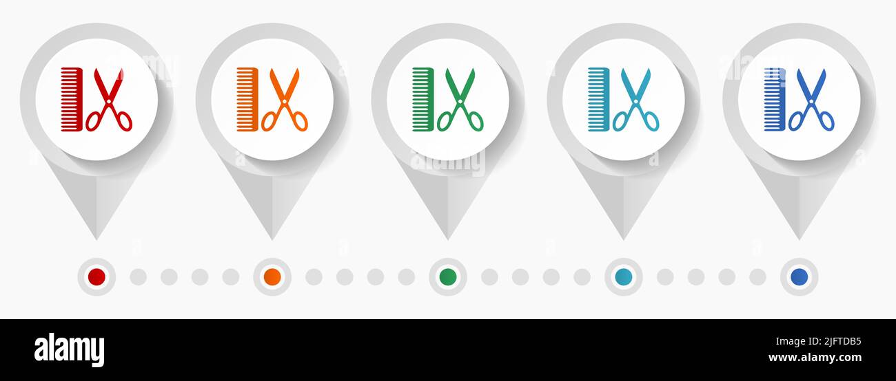 Barber concept vector icons, editable infographic template, set of ...