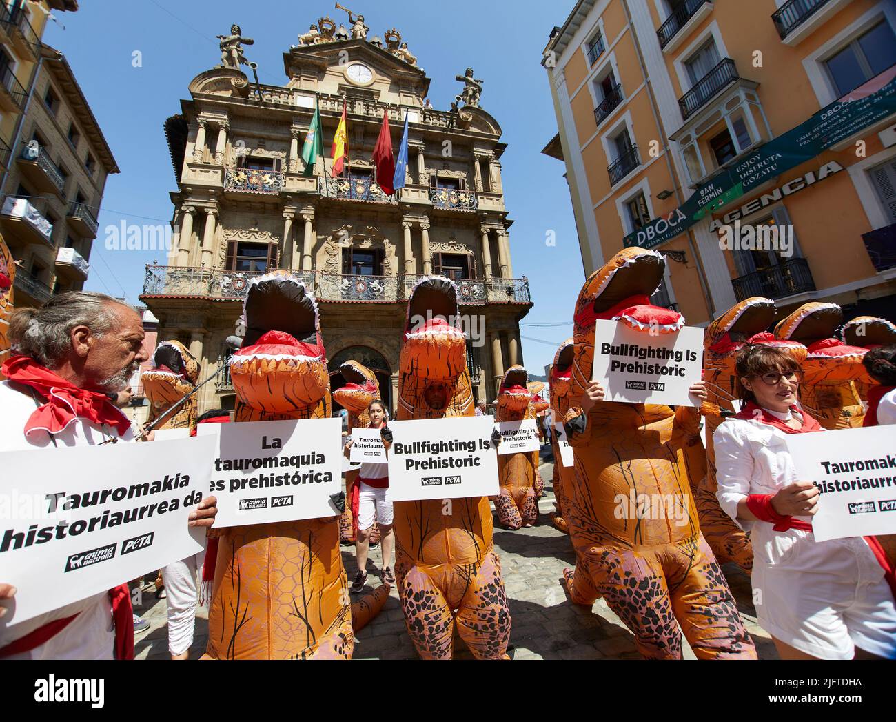 Pamplona. Spain. 5th Jul, 2022. The organizations in defense of animals ...