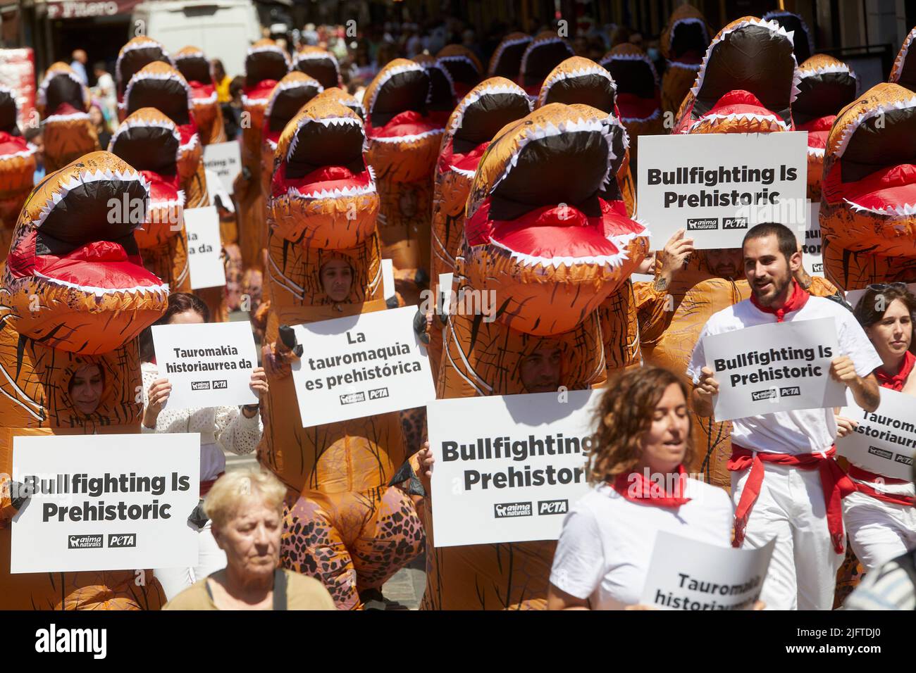 Pamplona. Spain. 5th Jul, 2022. The organizations in defense of animals ...