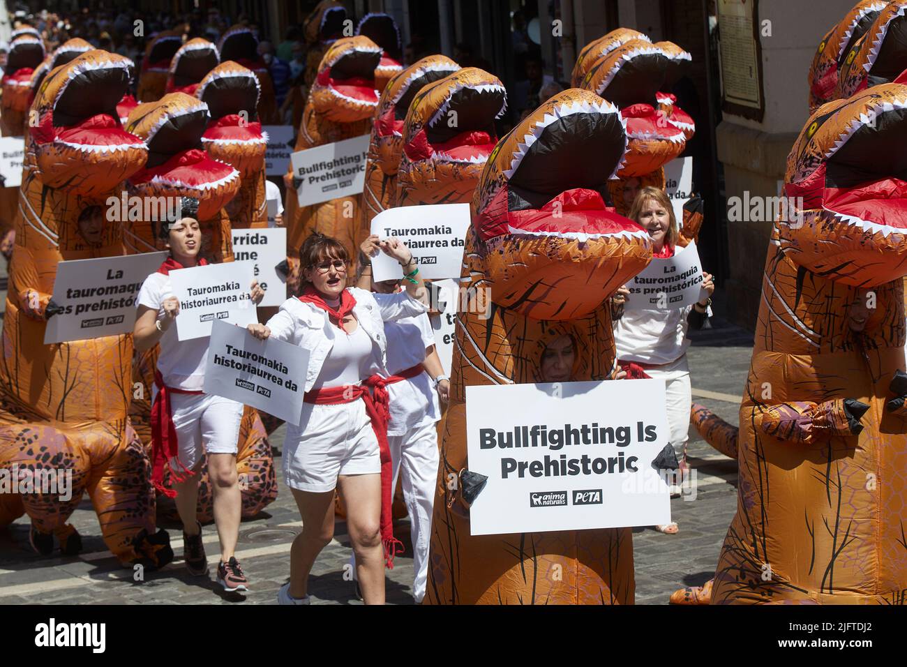 Pamplona. Spain. 5th Jul, 2022. The organizations in defense of animals ...
