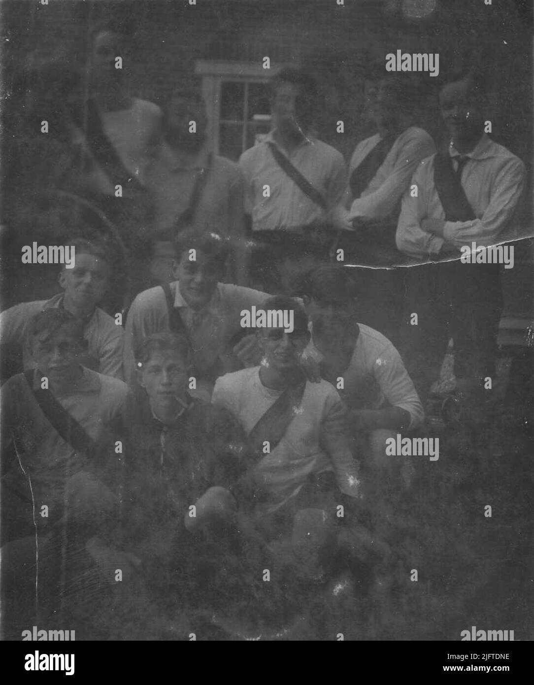 Collective portrait football athletes Black and White Stock Photos ...