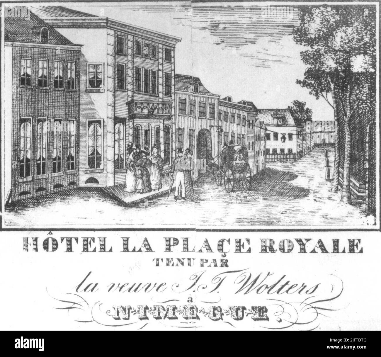 An engraving of Hotel "La Place Royale Stock Photo - Alamy