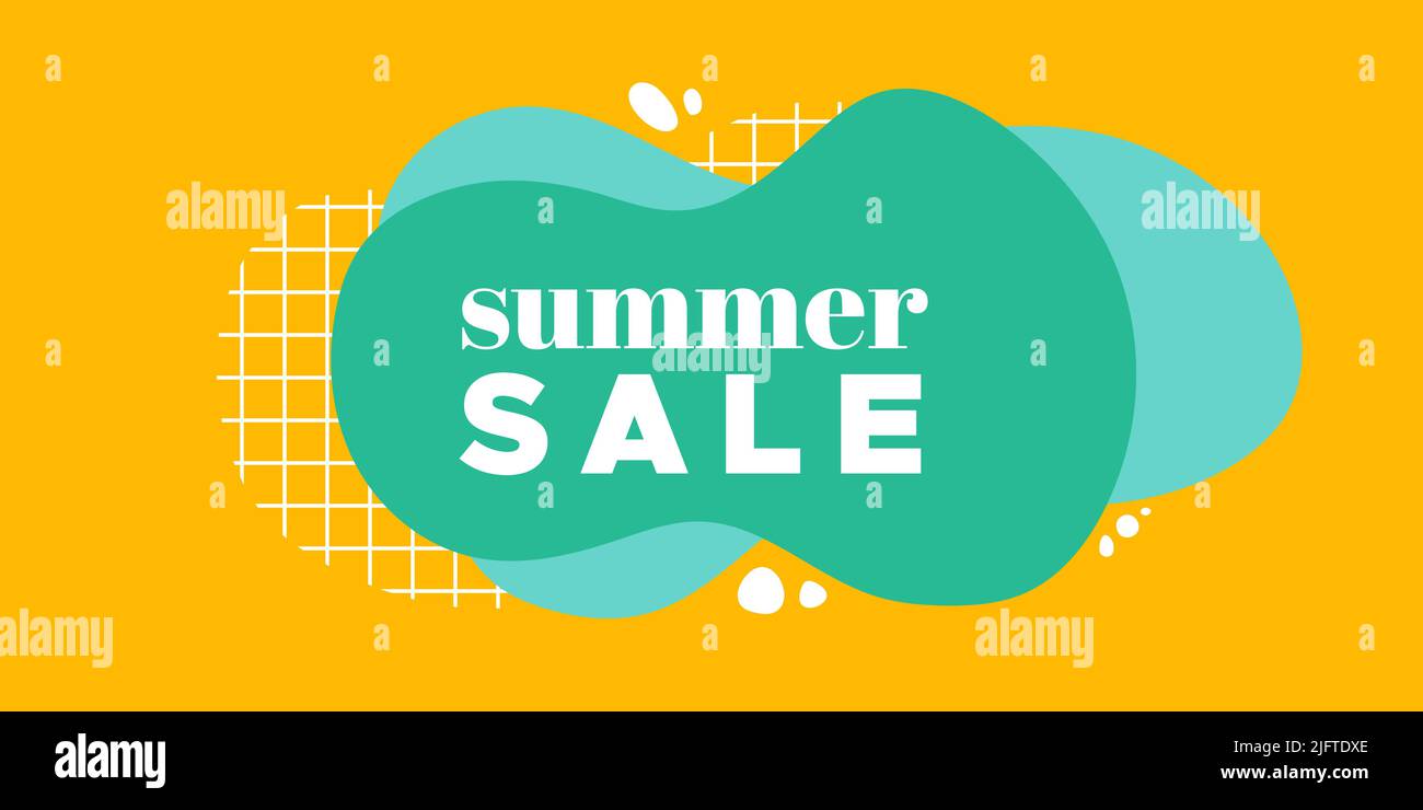 Summer sale colorful banner. Abstract organic wavy shapes background ...