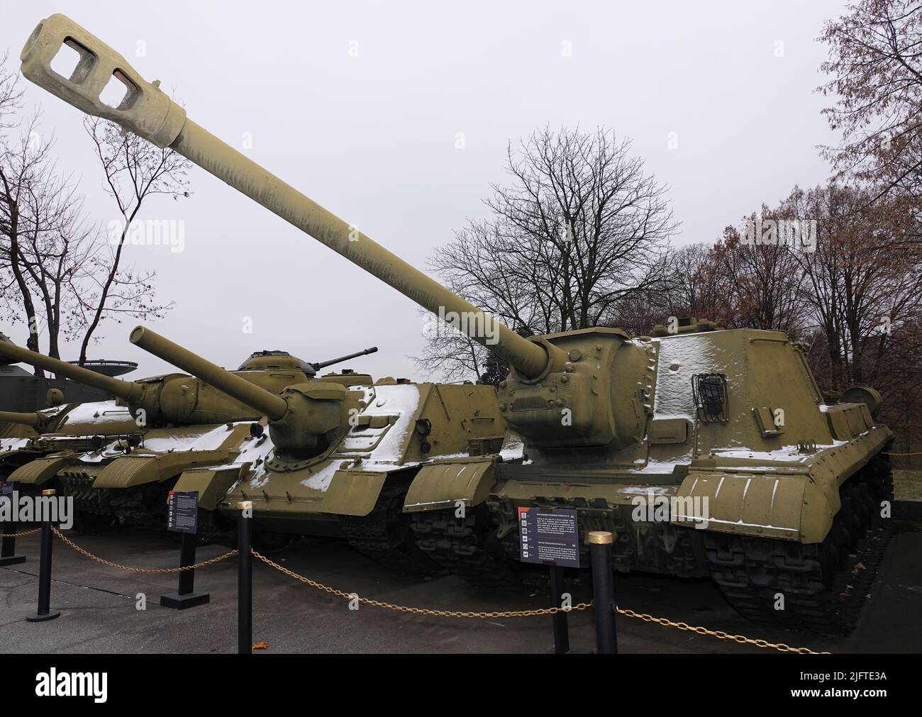 Kiev, Ukraine December 10, 2020: Self-propelled artillery mount ISU-122 ...
