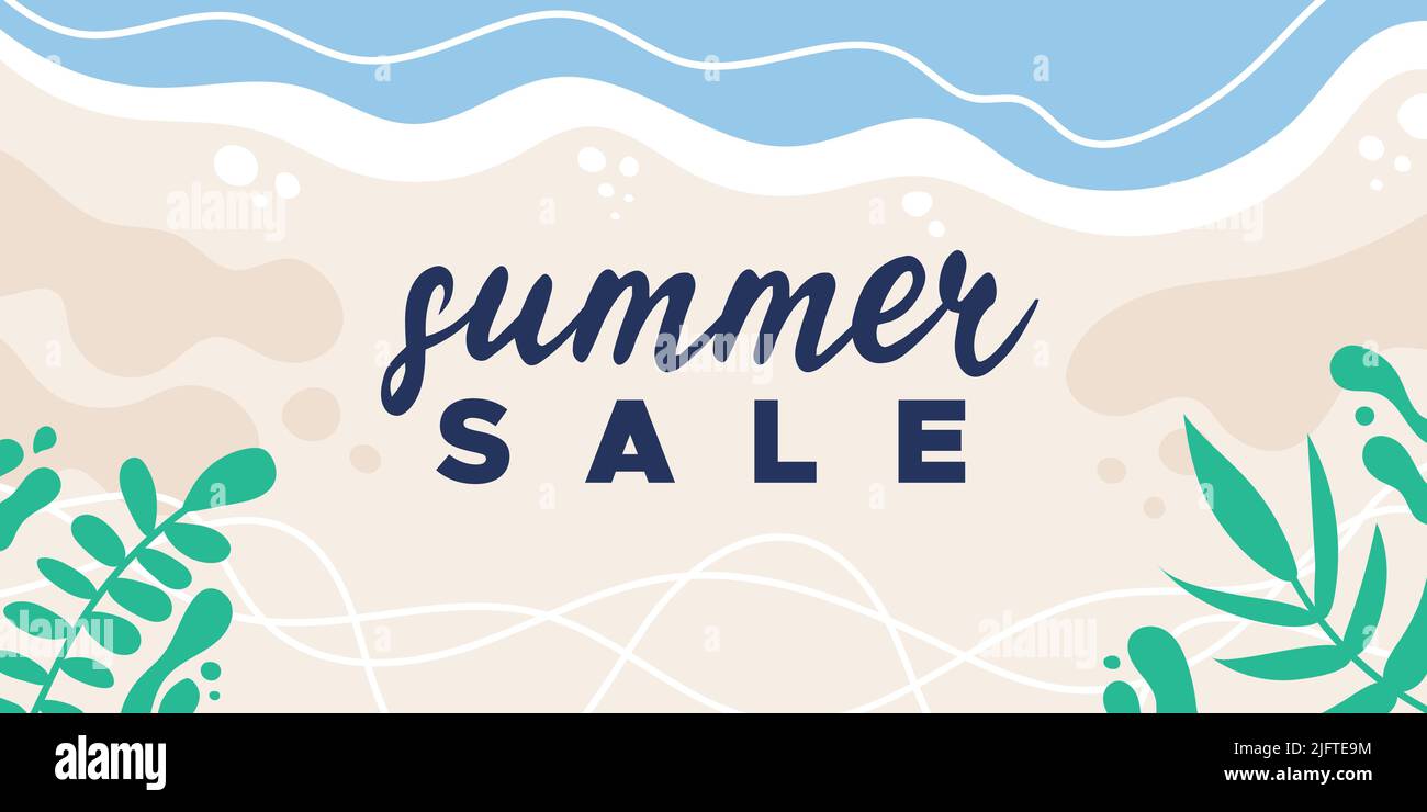 Summer sale beach banner. Natural organic shapes background. For ...