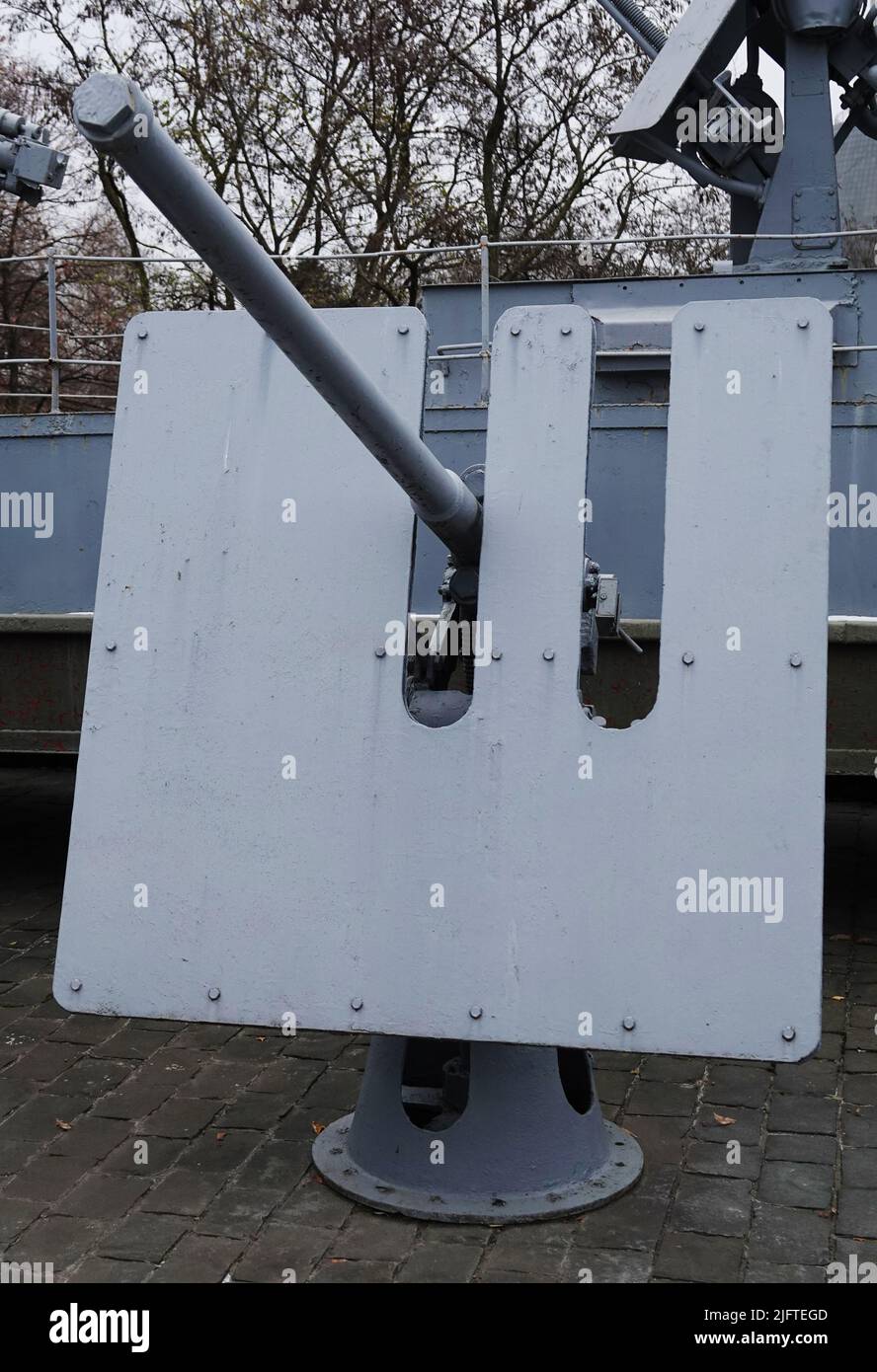 Kiev, Ukraine December 10, 2020: Shipborne semi-automatic universal gun ...