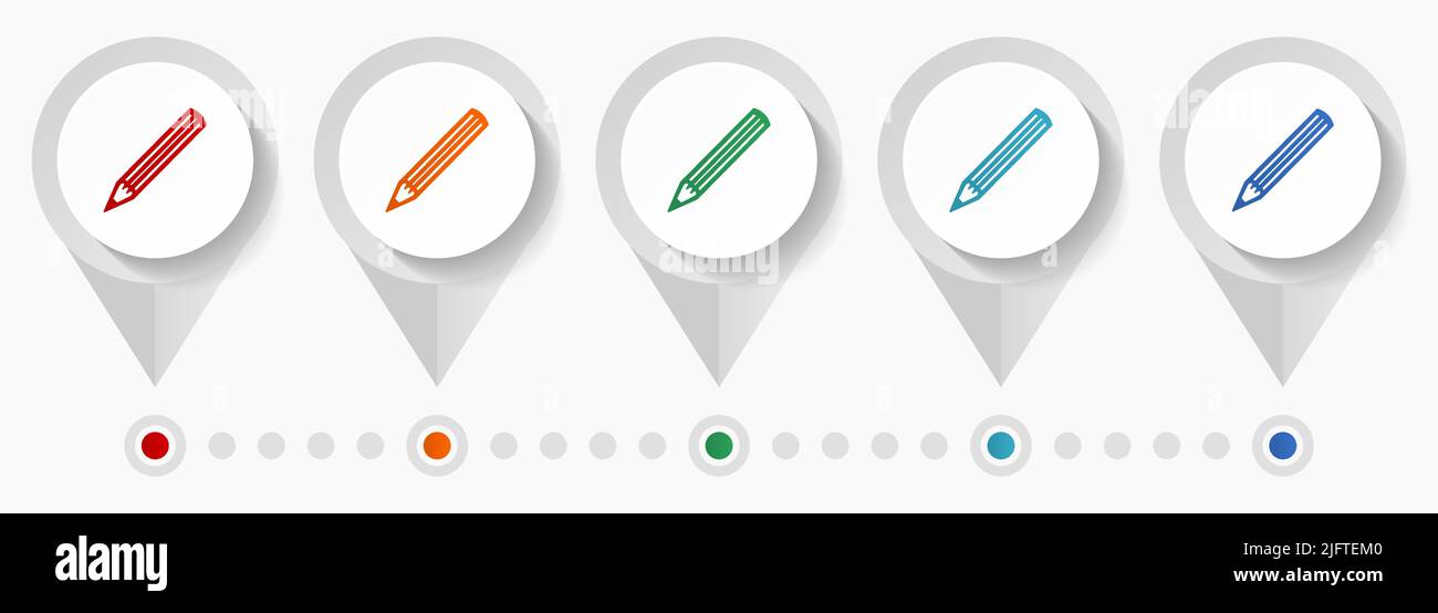 Pencil concept vector icons, editable infographic template, set of ...