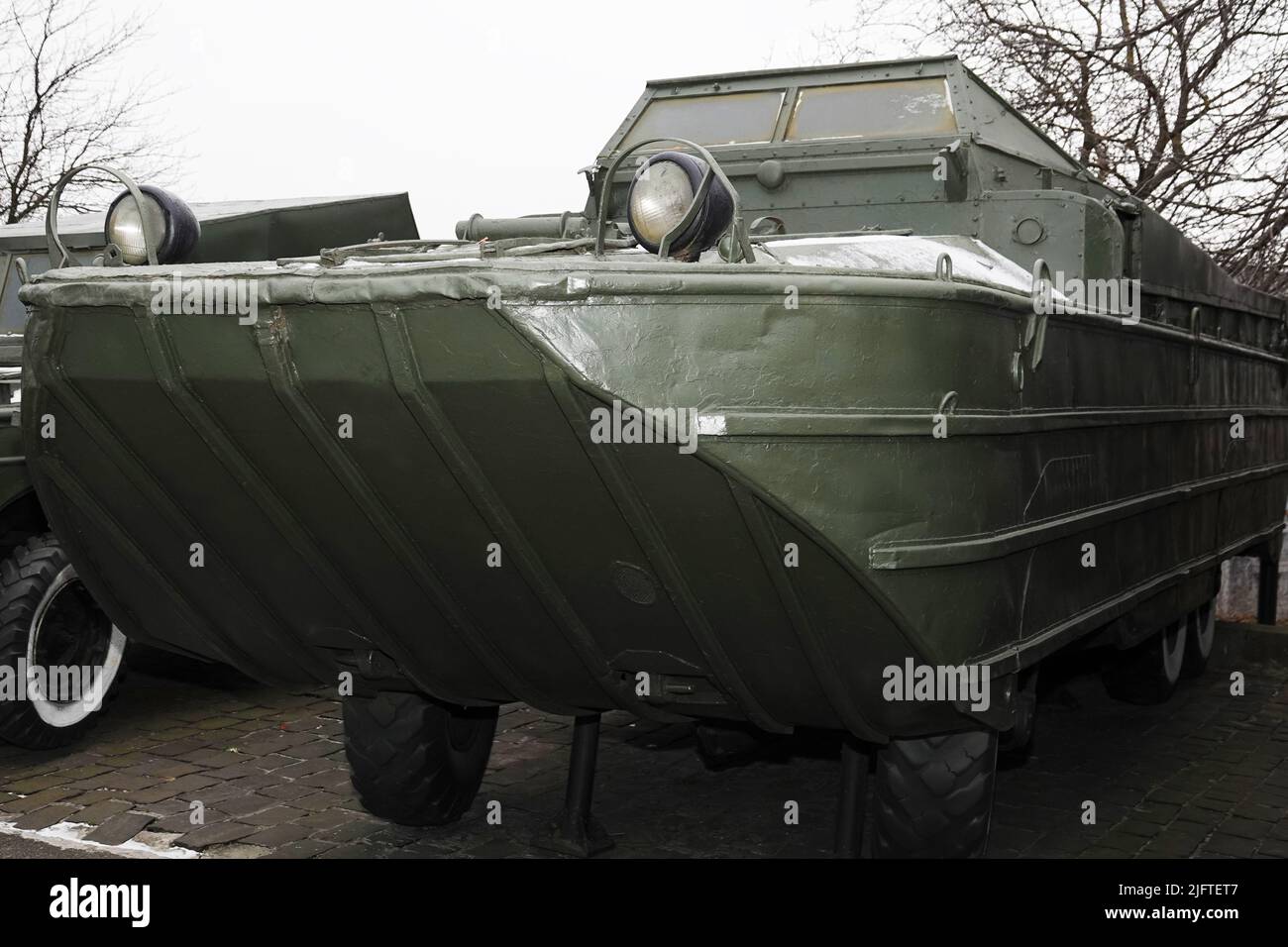 Kiev, Ukraine December 10, 2020: Large floating car (BAV-485) at the ...