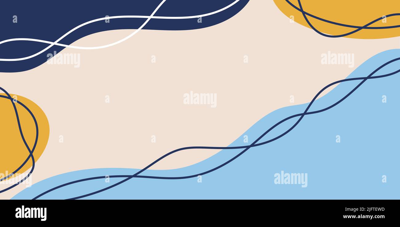 Abstract organic wavy shapes background. Hand drawn colorful banner ...