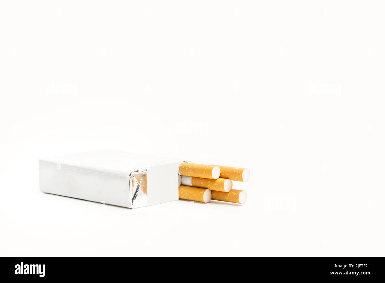 A packet of cigarettes on a white background with copy space Stock ...
