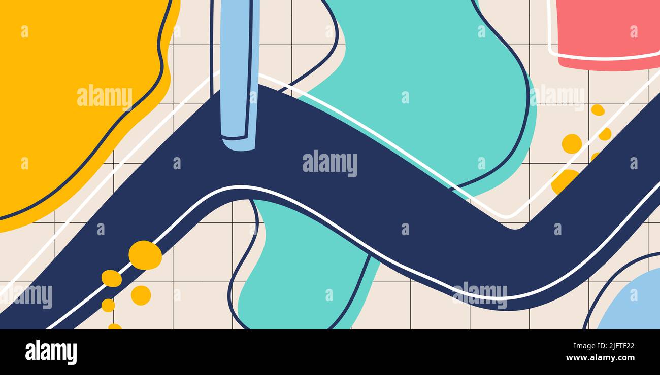 Abstract organic wavy shapes background. Hand drawn colorful banner ...