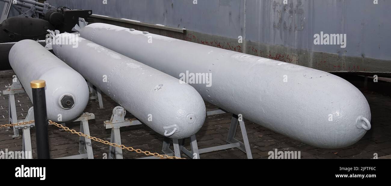 Kiev, Ukraine December 10, 2020: Steam-gas torpedo 53-38 at the Museum ...
