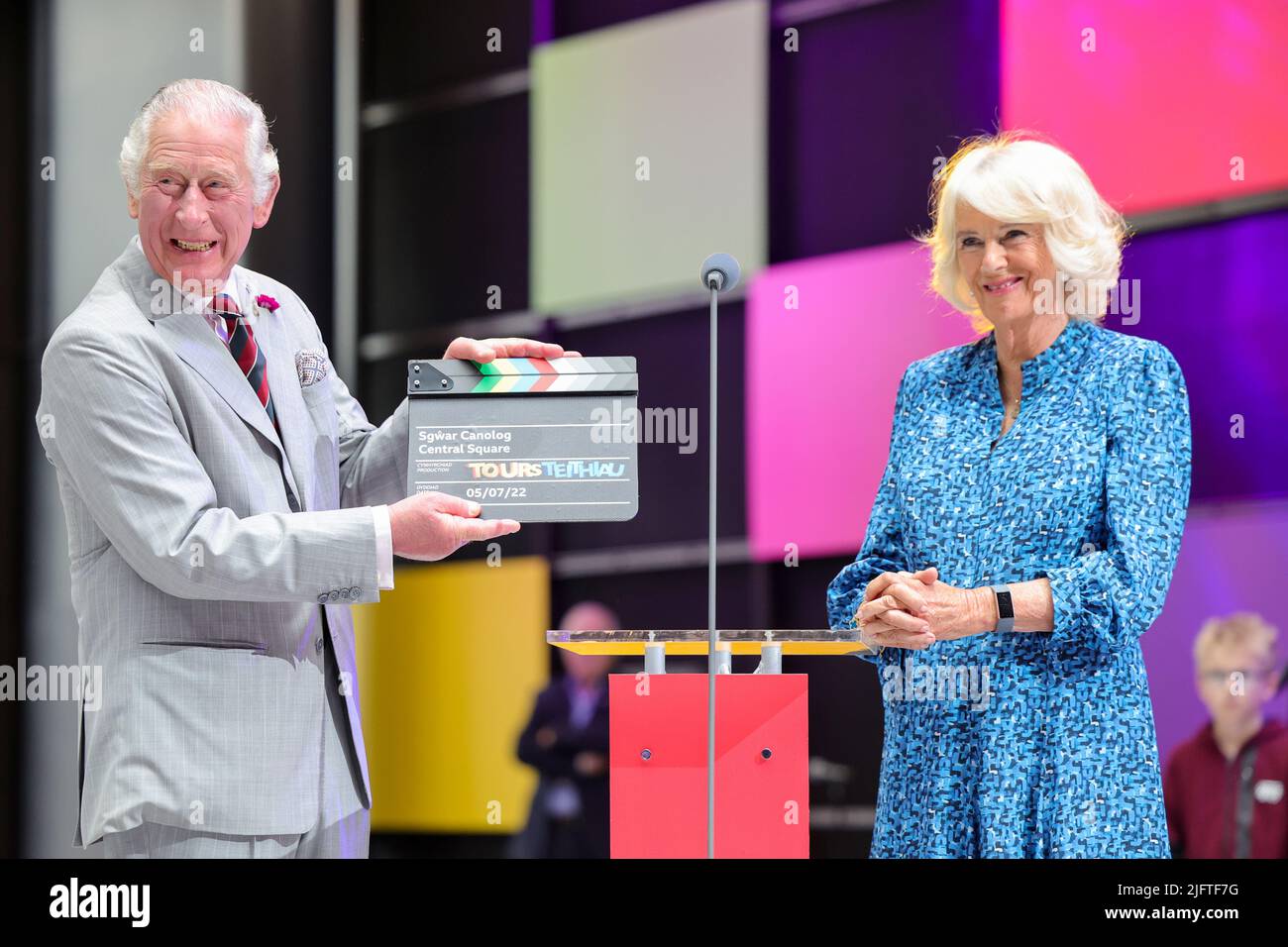 The Prince of Wales and the Duchess of Cornwall in the Atrium during a ...