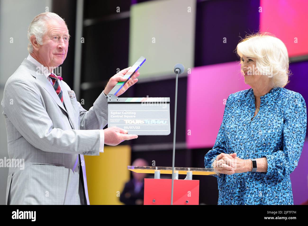 The Prince of Wales and the Duchess of Cornwall in the Atrium during a ...