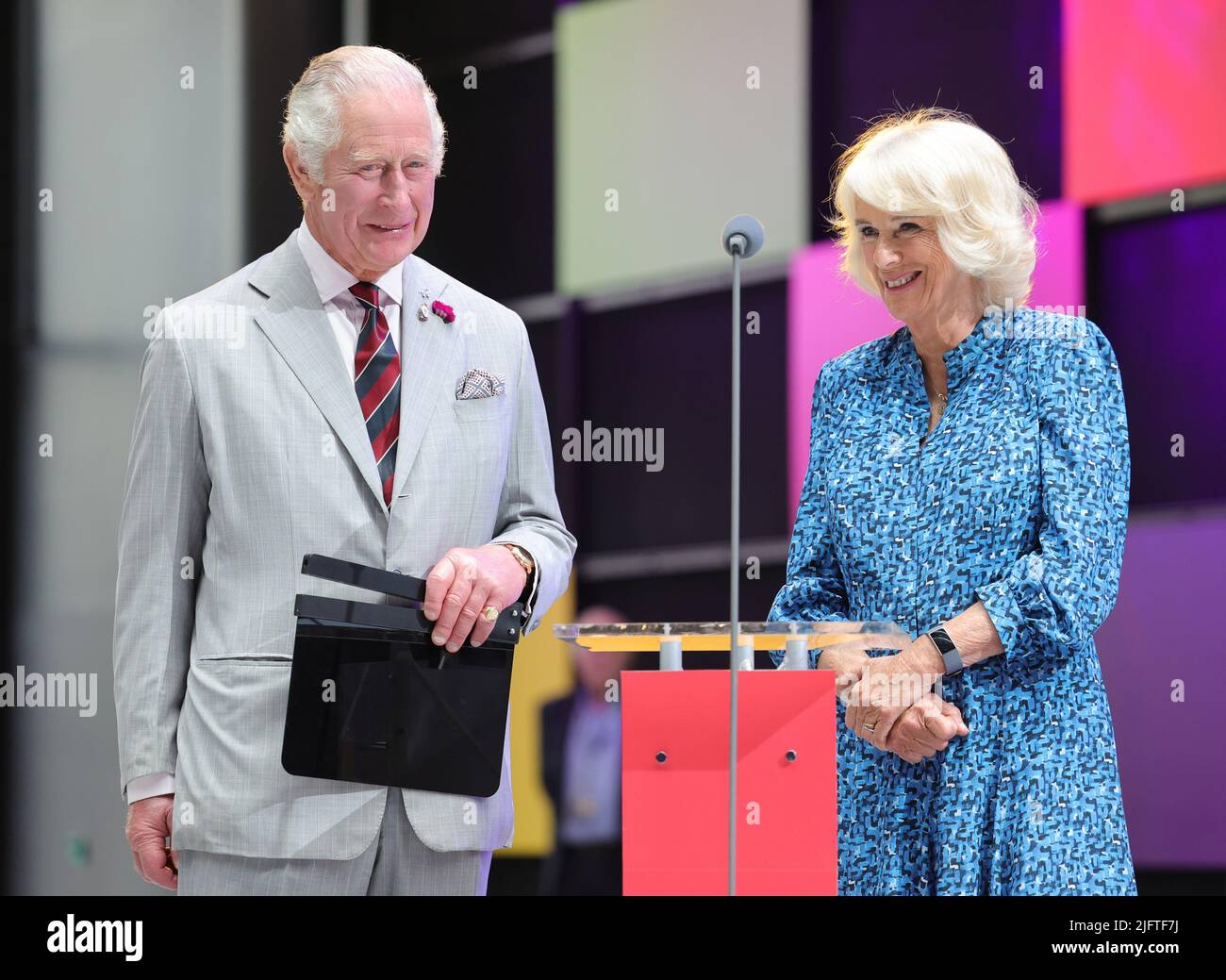The Prince of Wales and the Duchess of Cornwall in the Atrium during a ...